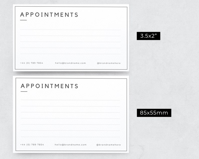 Editable Appointment Card Template / Simple Appointment Card ...