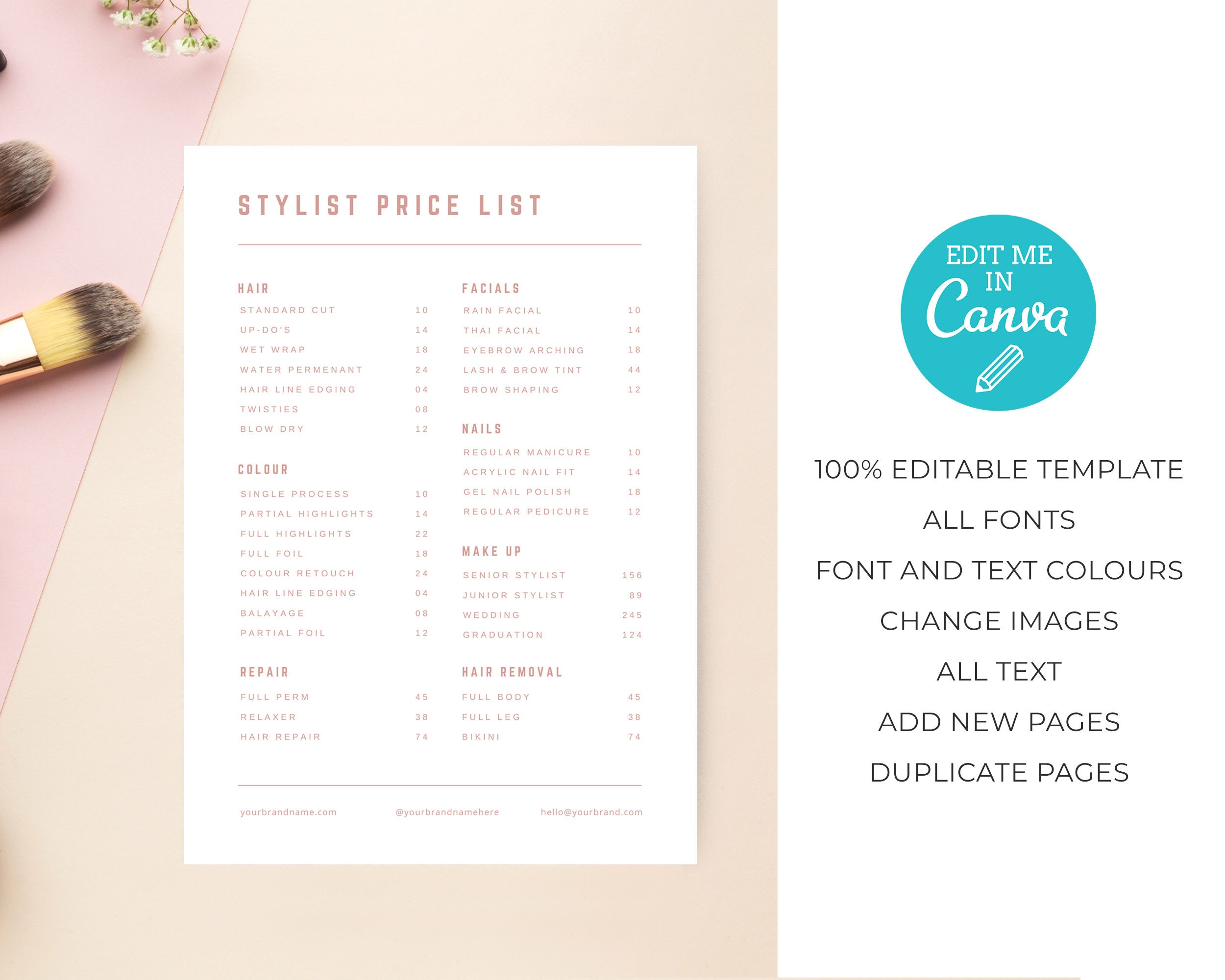 Modern Price List Template / Editable Price List / - Etsy