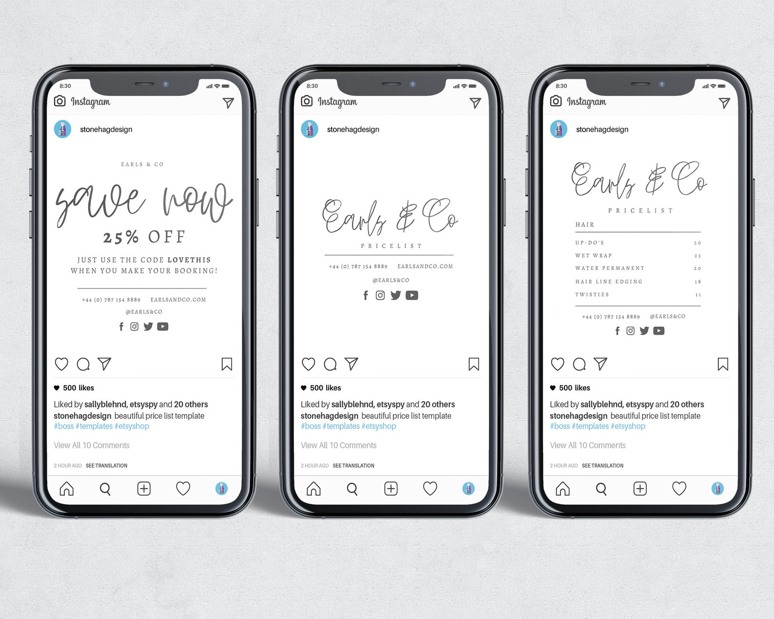 Price List Template for Instagram / Instagram Price List Template for ...