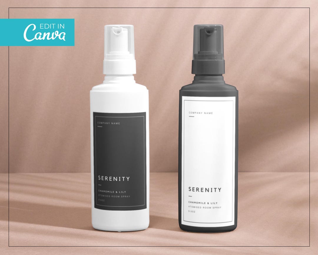 Minimalist Room Spray Bottle Label Template / Editable Canva Cosmetic ...