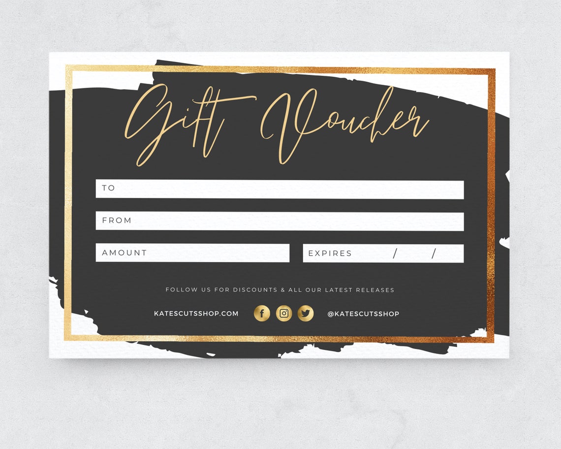 Gold Gift Card Template / Minimalist Editable Gift Voucher | Etsy