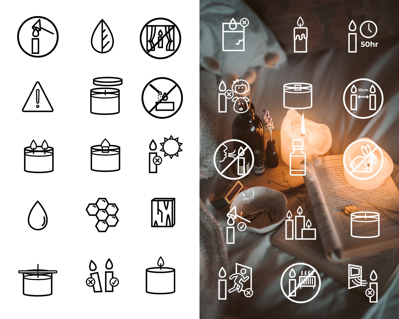 Candle Care Icon Set / Candle Icons / Candle Business Icons / Candle ...