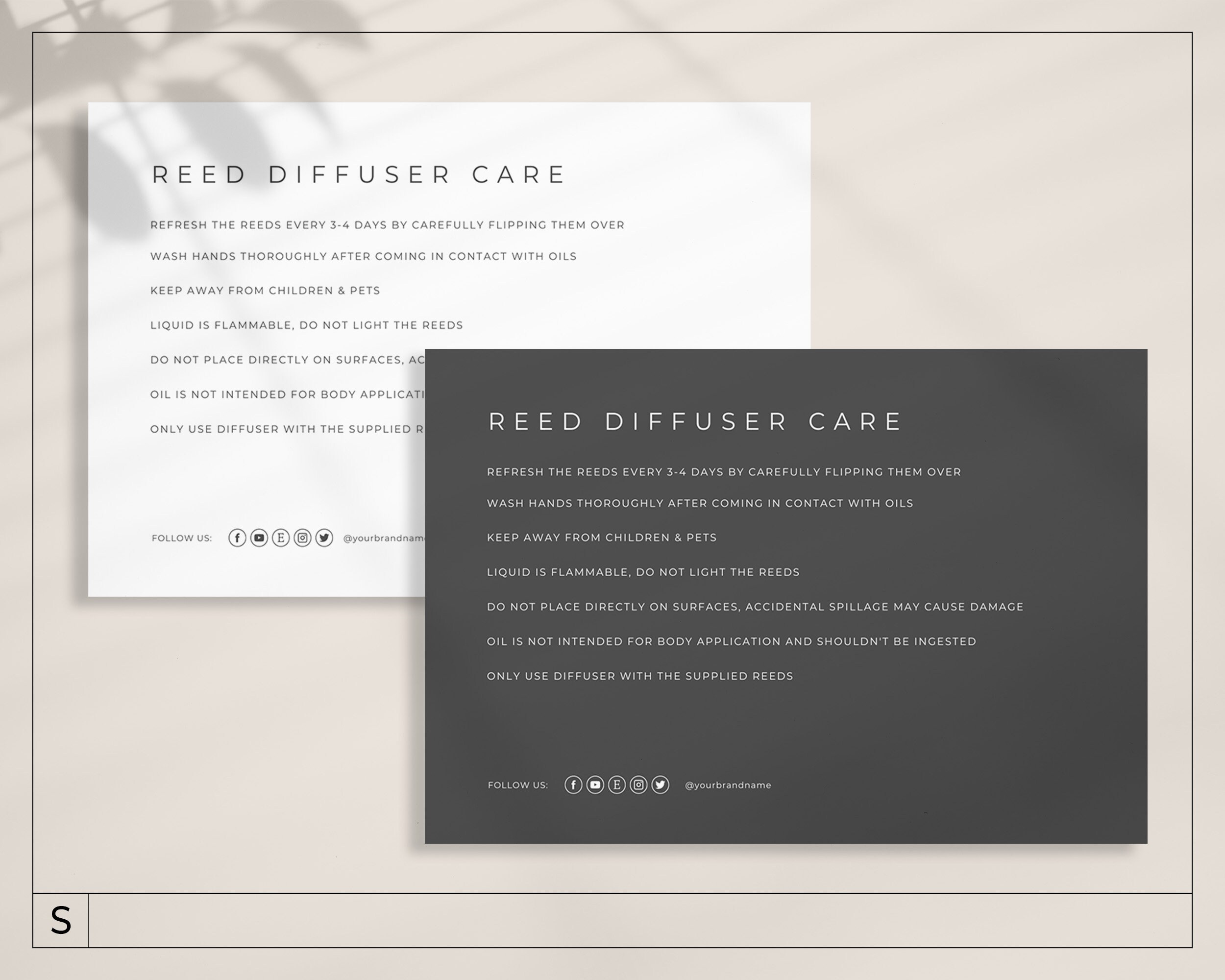 Minimalist Reed Diffuser Care Card Template / Editable Diffuser ...