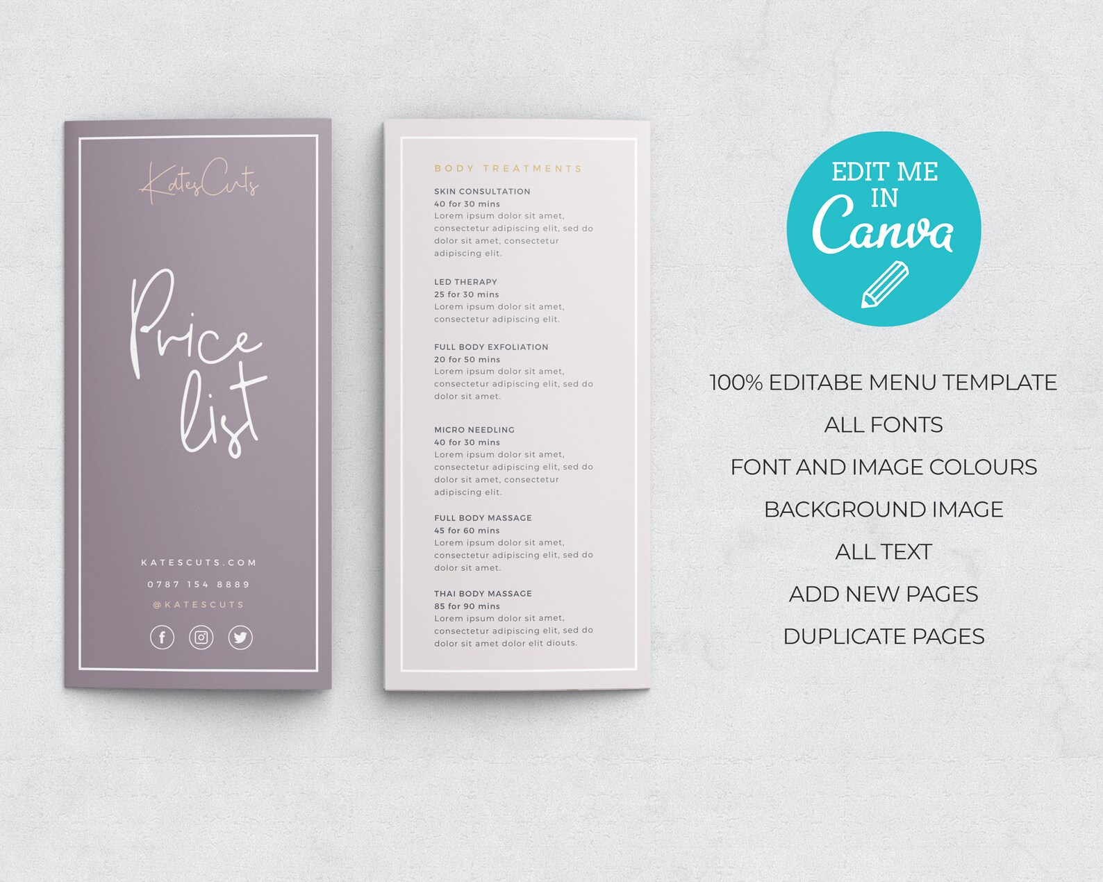 Modern Tri-fold Editable Price List Template / Z Fold Price - Etsy