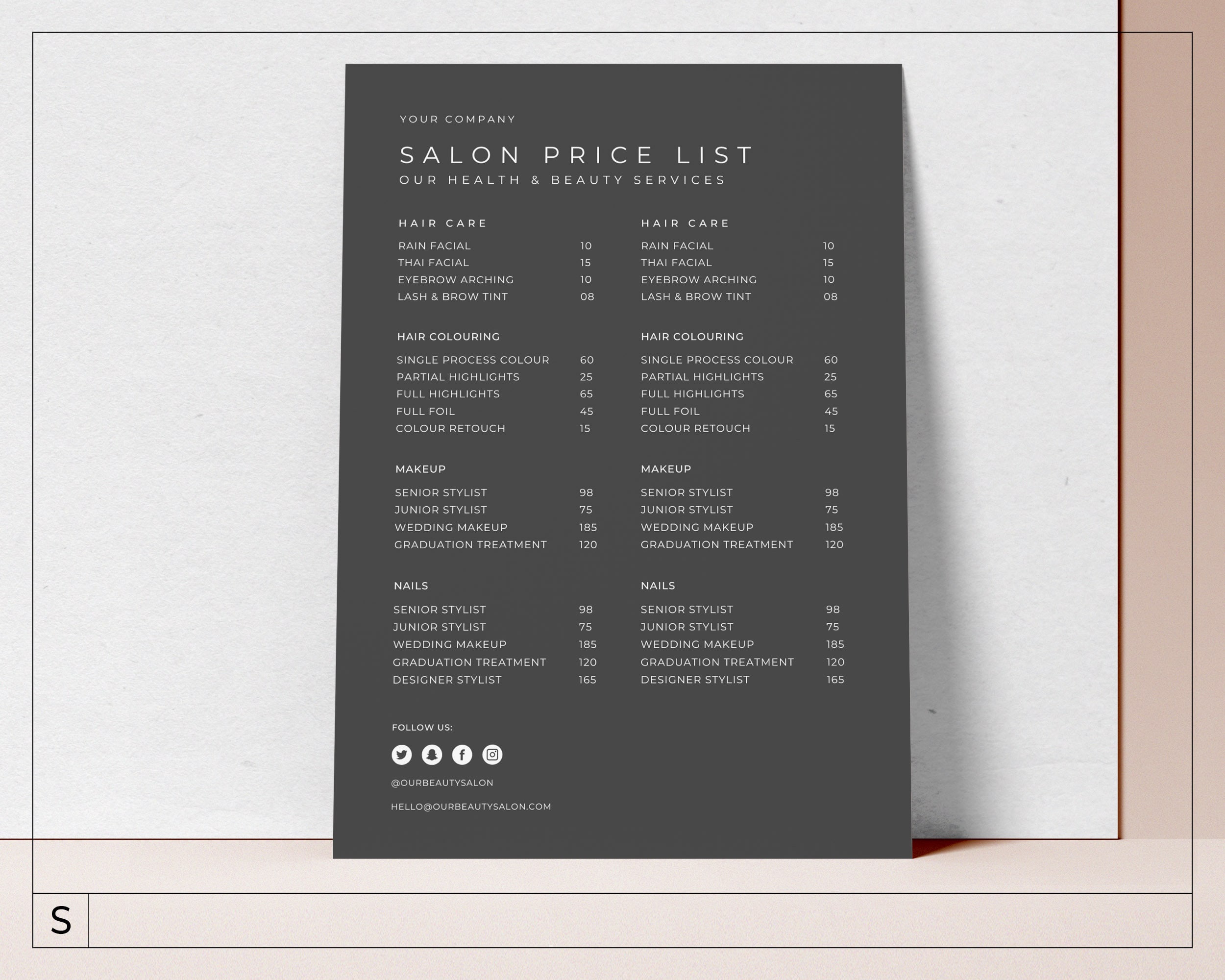 Minimalist Price List Template / Modern Price List Template / - Etsy