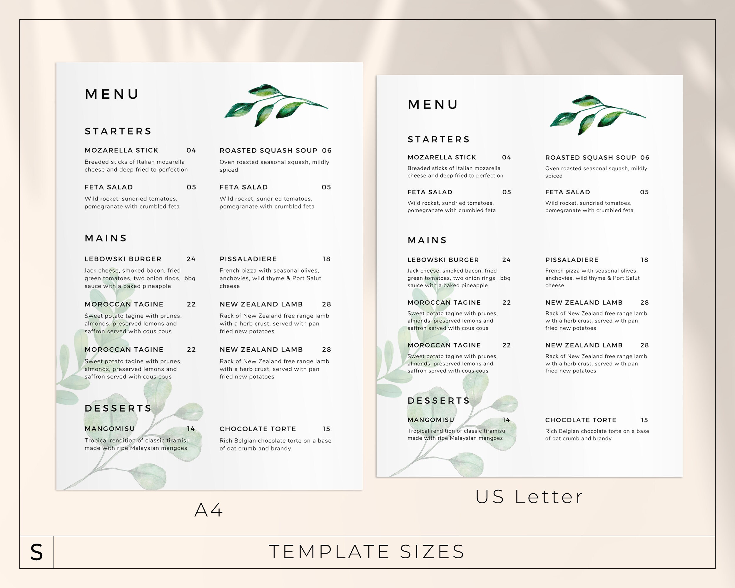 Watercolour Flora Menu Template / Beautiful Wedding Menu / Canva Price ...