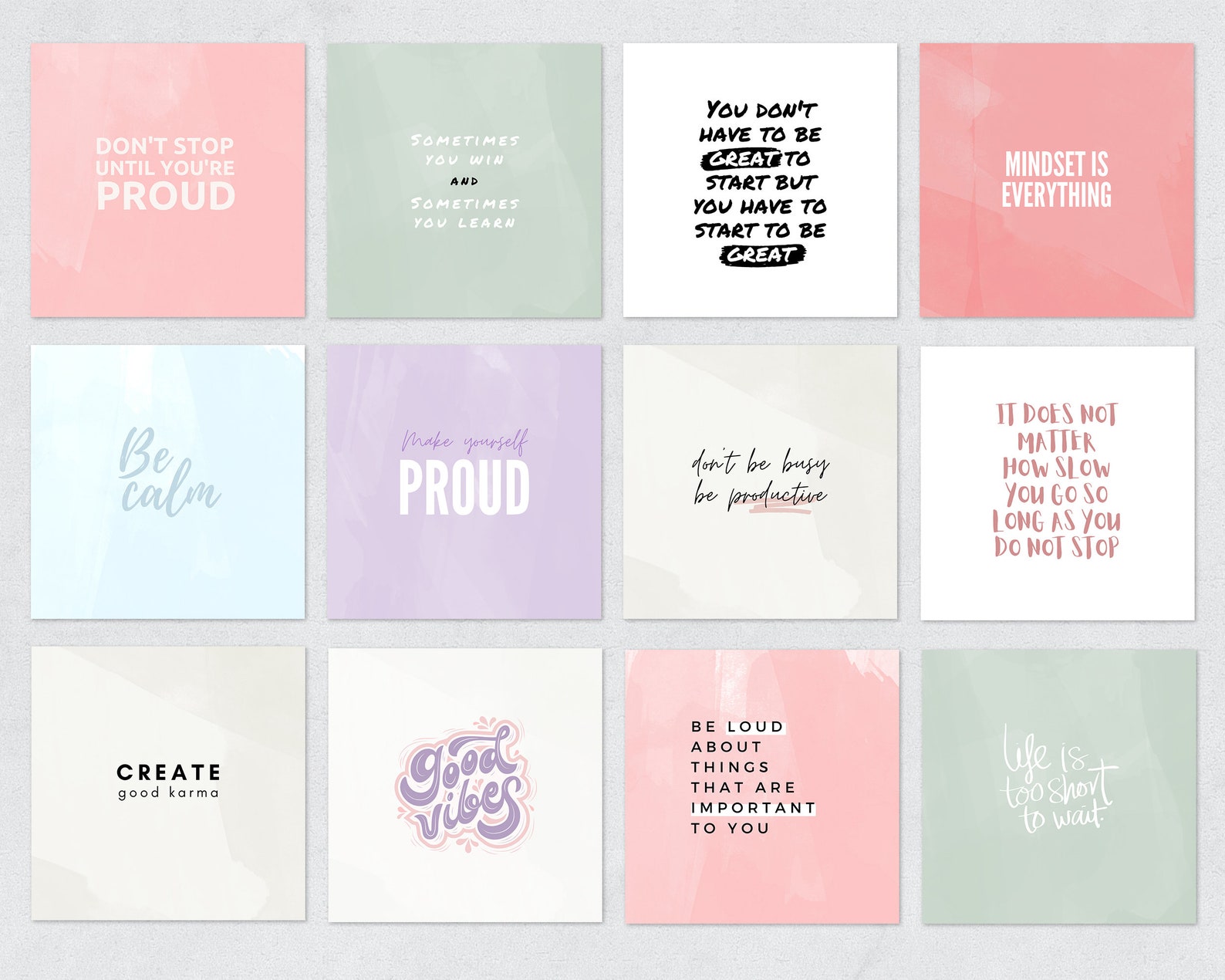150 Editable Positive Instagram Post Quotes / Watercolour | Etsy