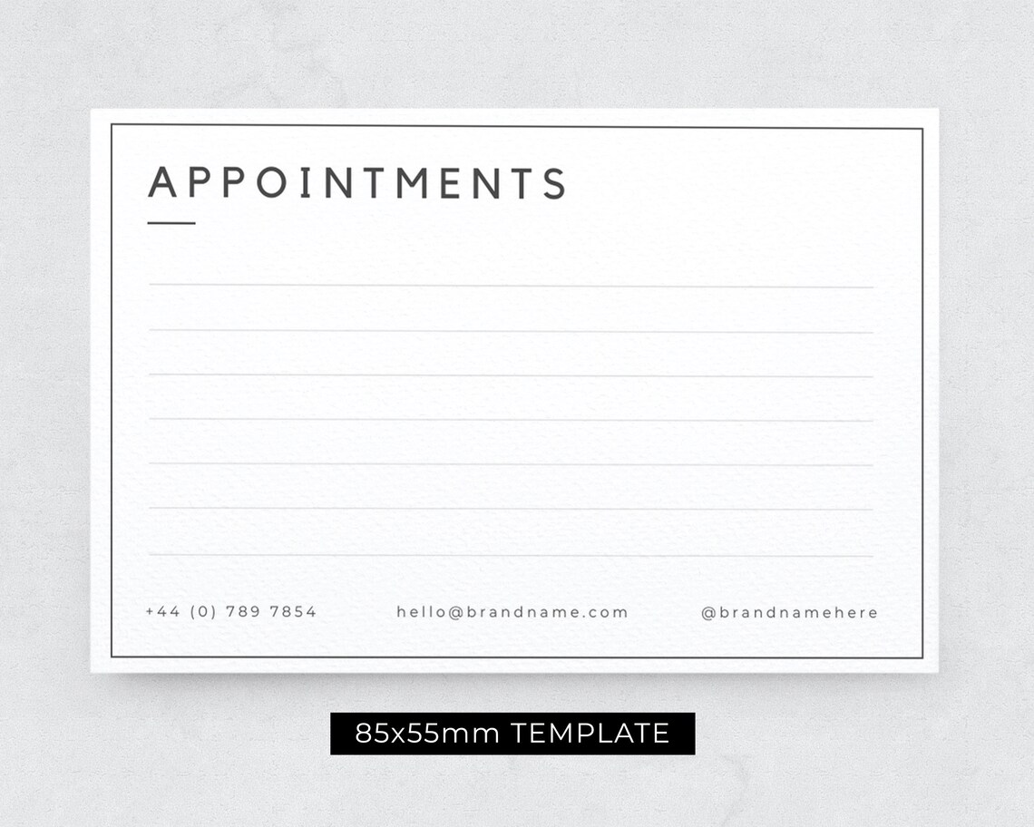 Editable Appointment Card Template / Simple Appointment Card ...
