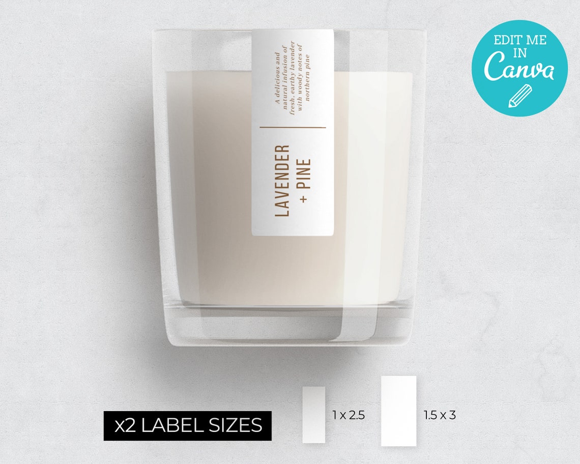 Modern Slim Candle Label Template / Natural Thin Candle Labels ...