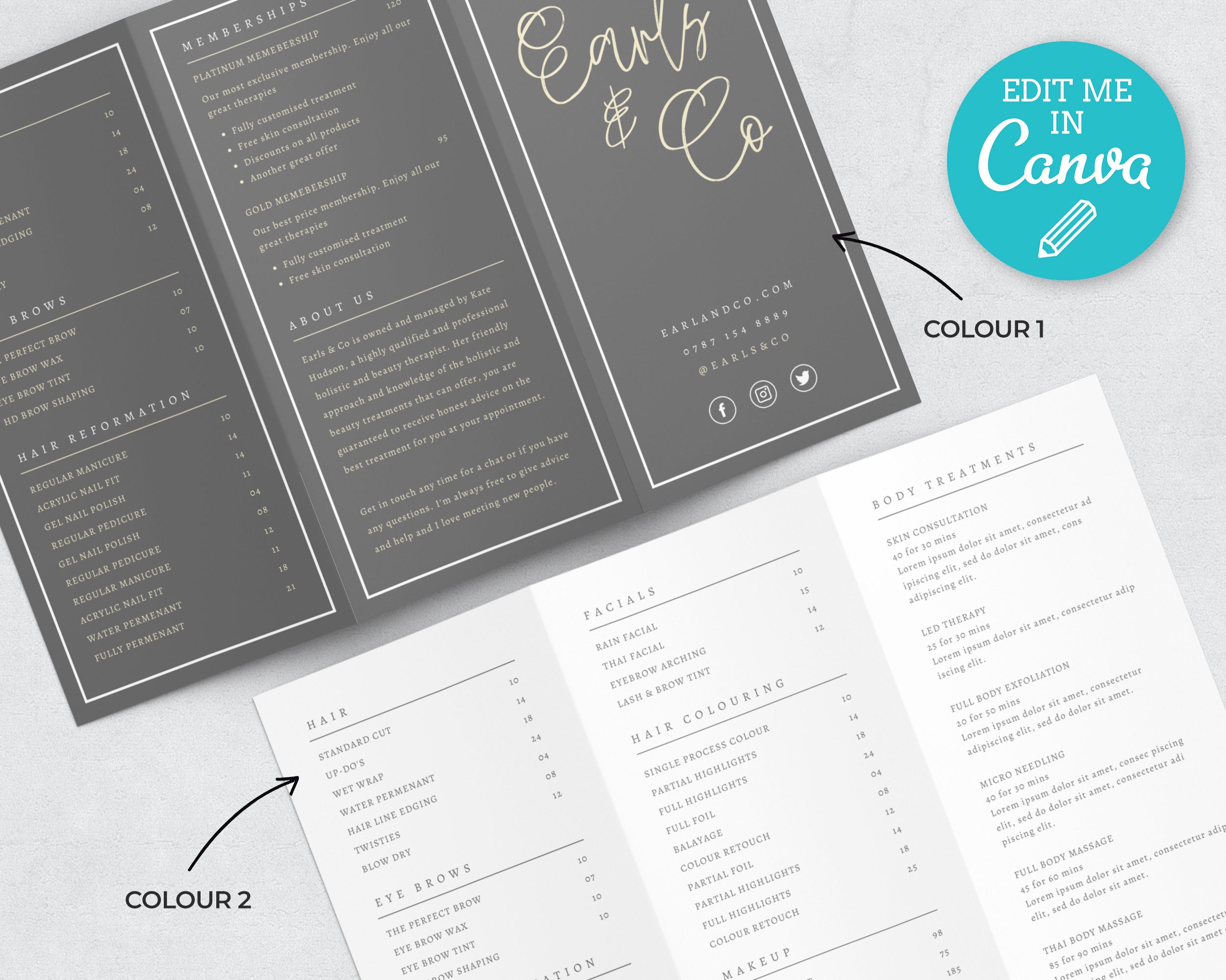 Minimalist Tri-fold Editable Price List Template / Z Fold Gold - Etsy UK