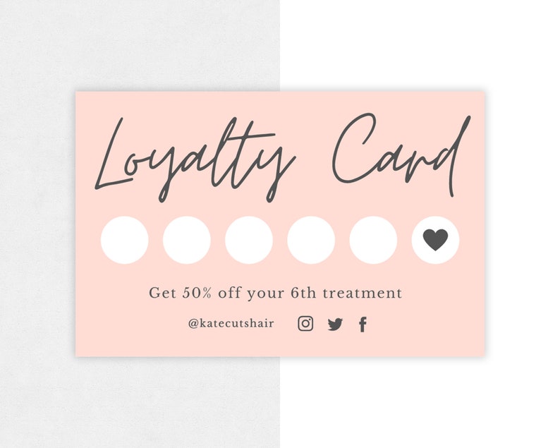 Editable Loyalty Card Template / Modern Pink Rewards Card / | Etsy