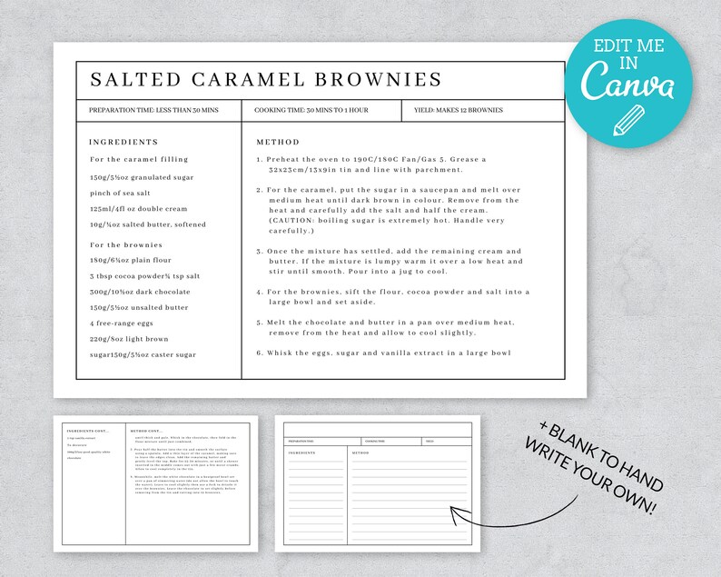 Traditional Recipe Card Template / Editable Recipe Cards Template ...