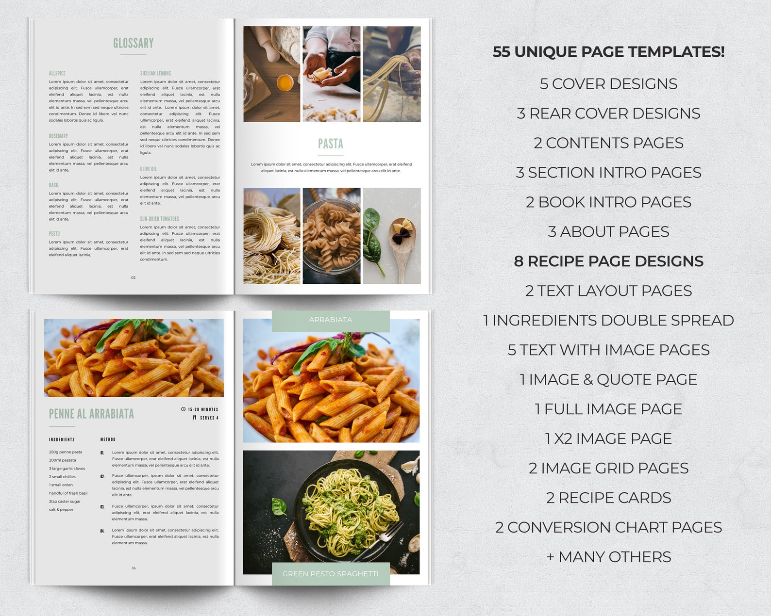 Modern Recipe E-book Template / Editable Recipe Magazine | Etsy