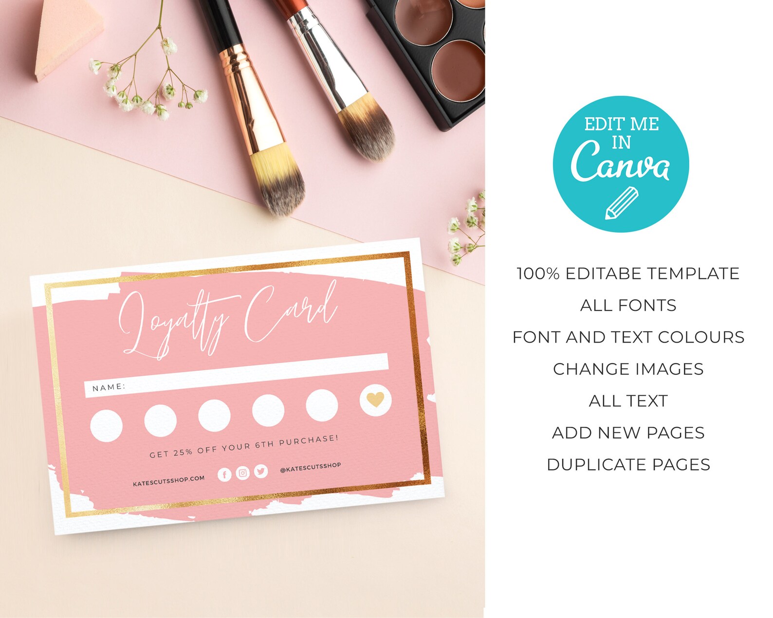 Gold Loyalty Card Template / Editable Rewards Card / - Etsy