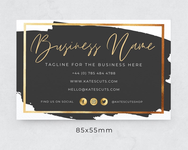 Gold Business Card Template / Editable Business Card Template - Etsy