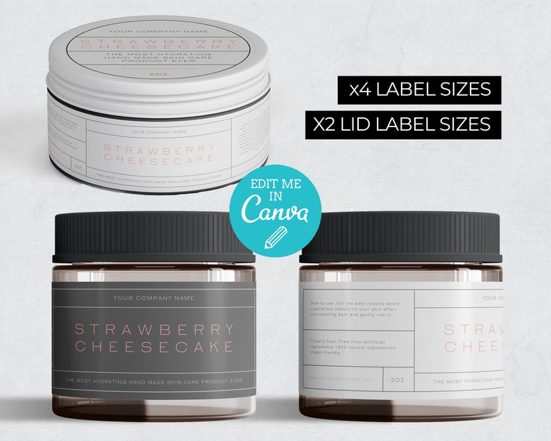 Black Wrap Around Label template / Editable product label | Etsy