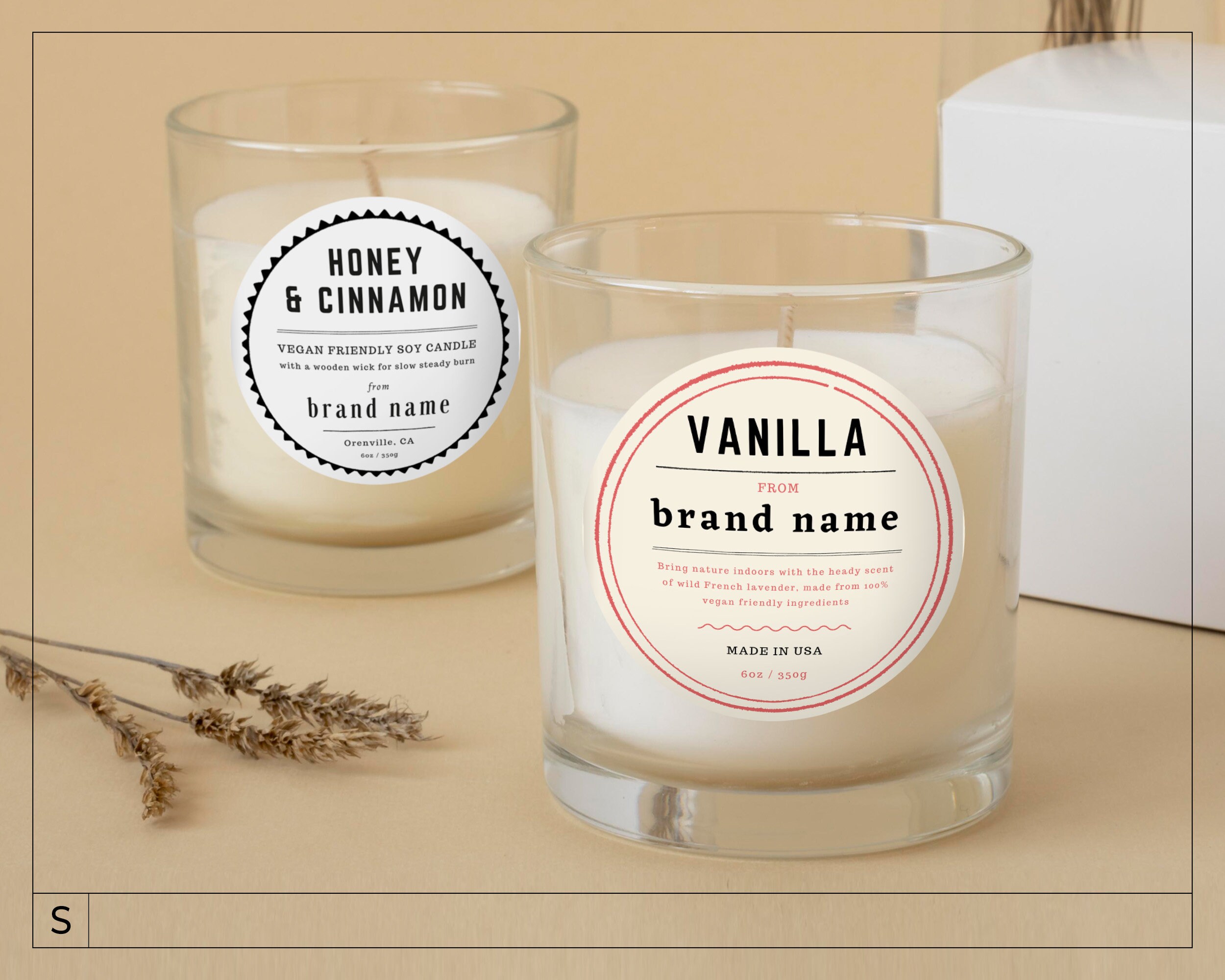 Vintage Circular Candle Label Template / Circular Labels / - Etsy