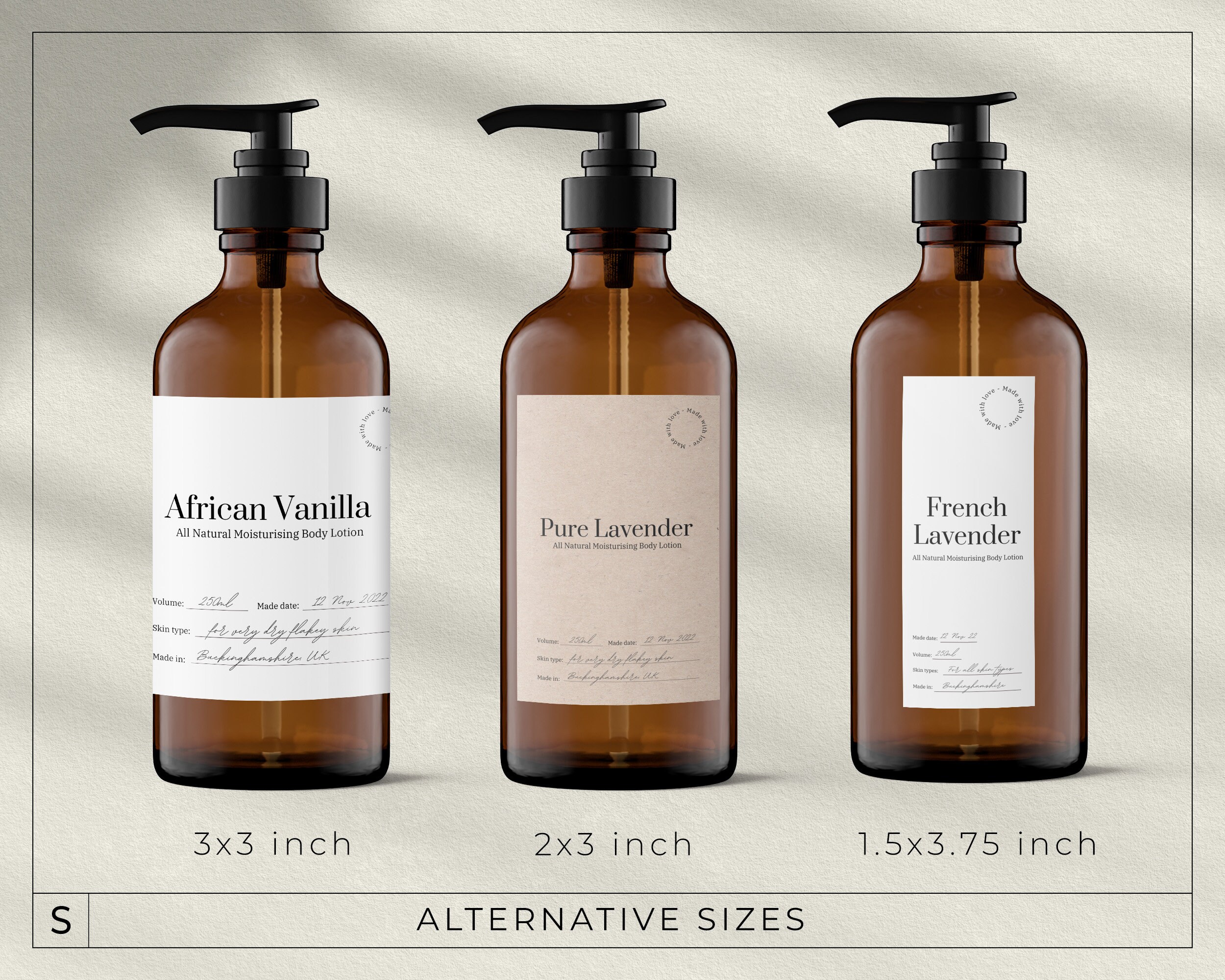 Rustic Bottle Label Template / Modern Hand Lotion Label - Etsy