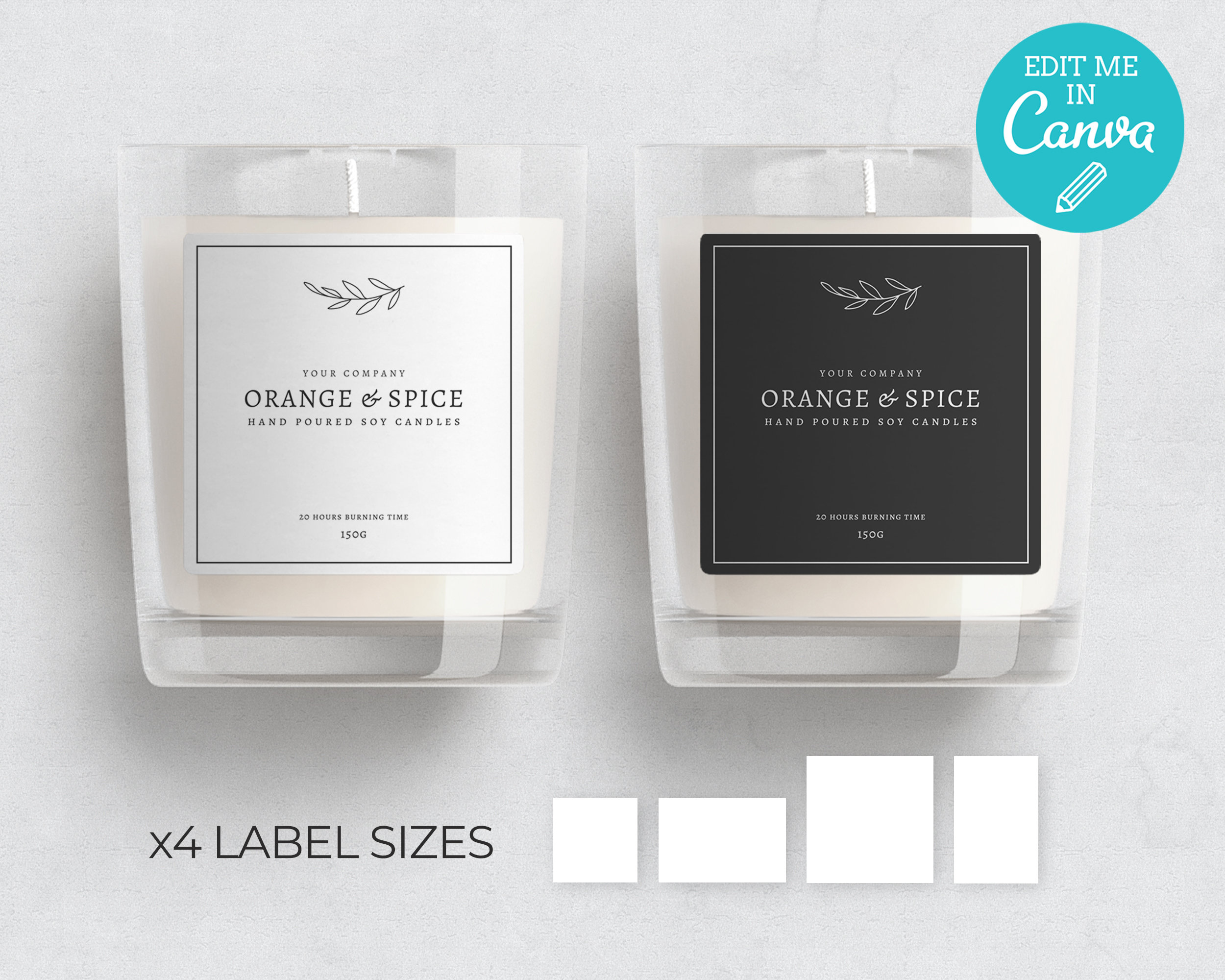 Elegant Candle Label Template / Editable Candle Labels / | Etsy