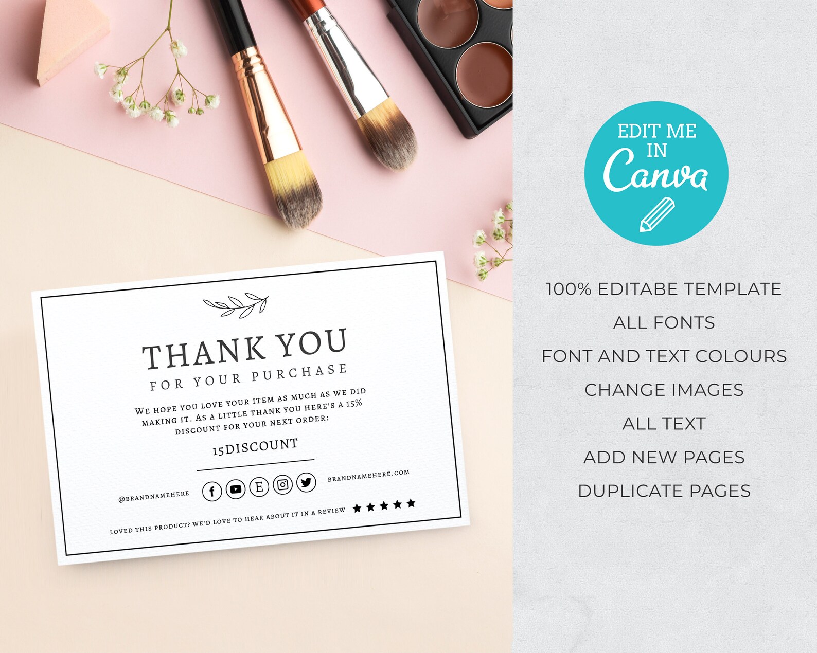 Elegant Thank You for Your Order Card Template / Editable Business ...