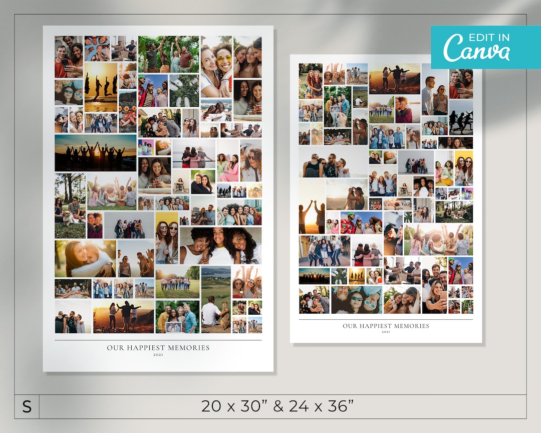 Large Photo Collage Template / Editable Photo Grid / 20x30" 24x36 ...