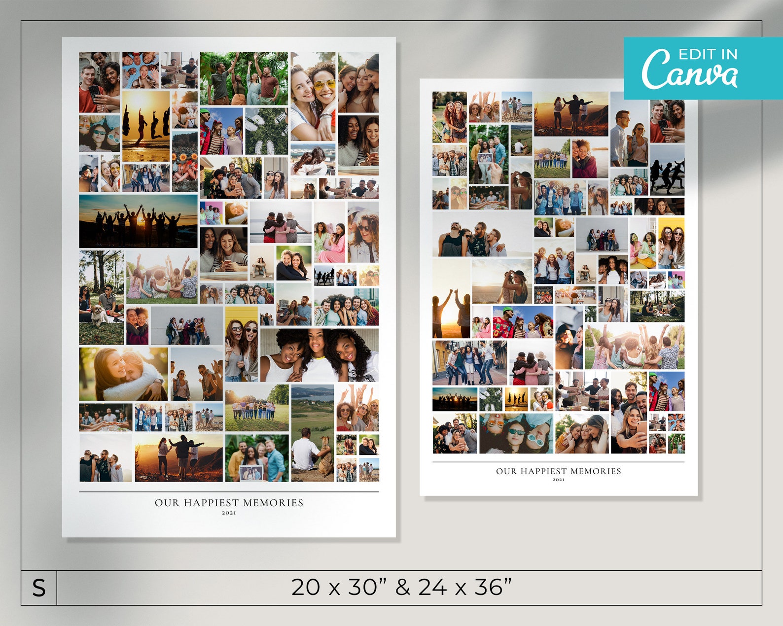 Large Photo Collage Template / Editable Photo Grid / - Etsy