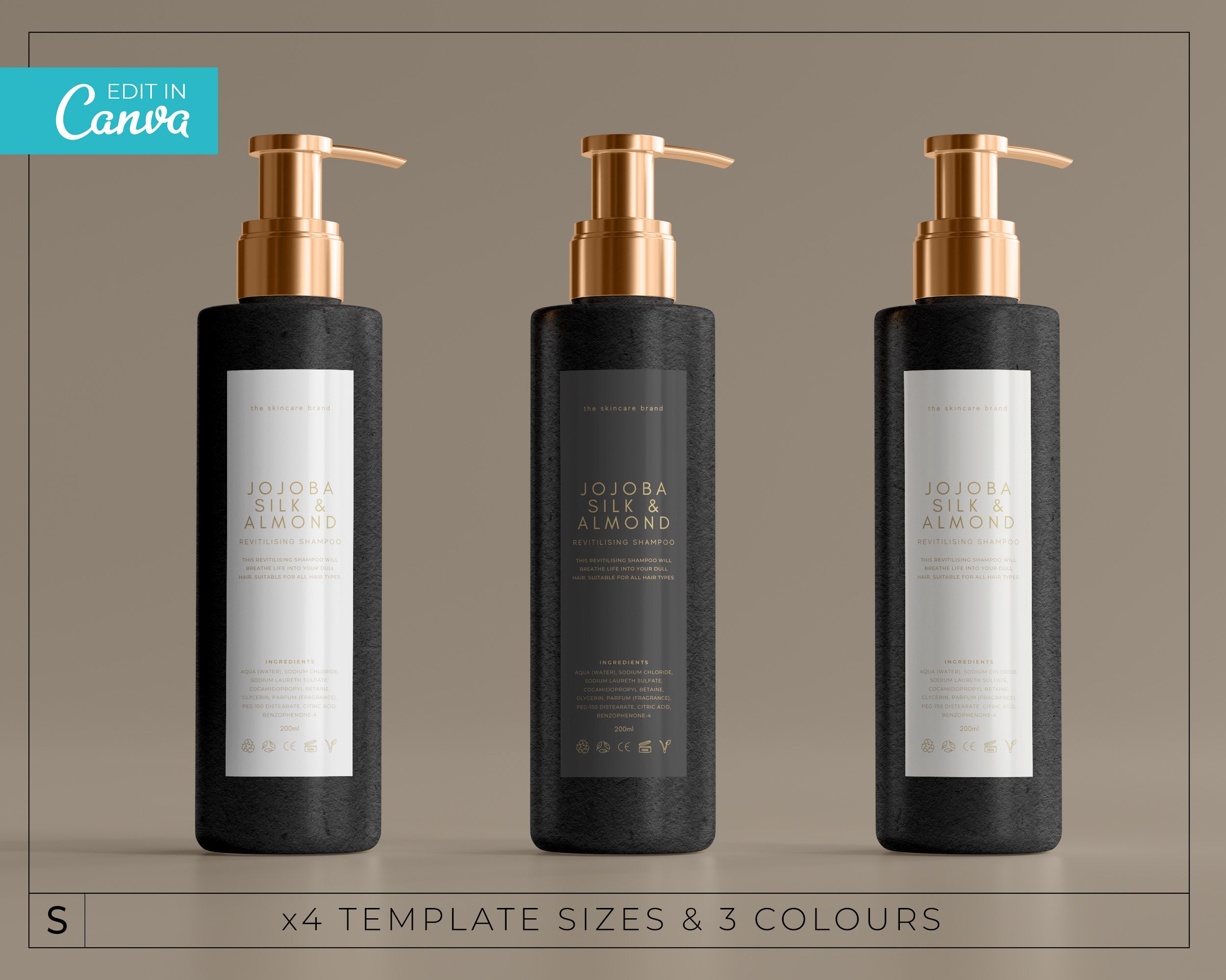 Shampoo Bottle Label Template / Modern Pump Bottle Labels / - Etsy