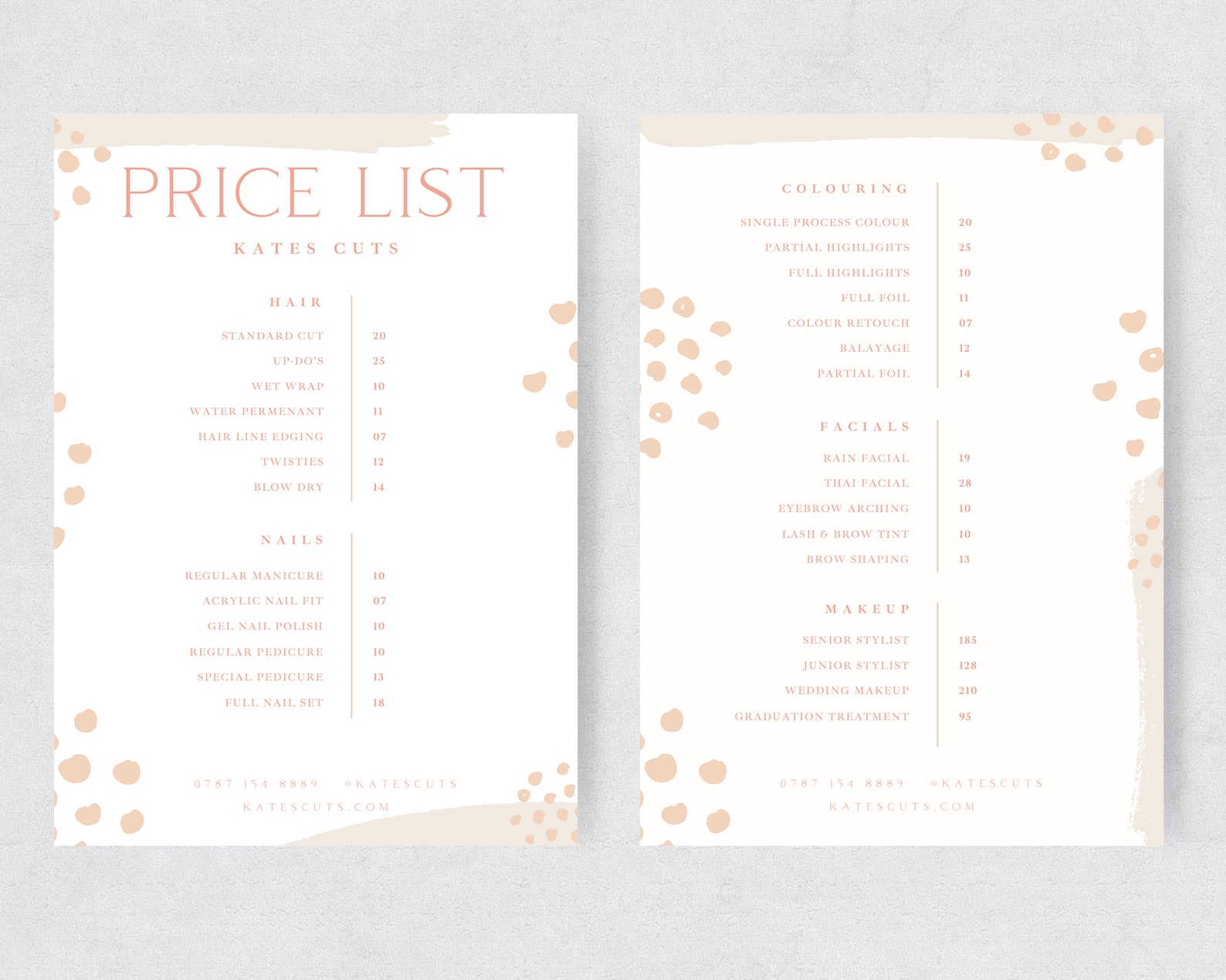 Price List Template / Modern Printable Price List / Minimalist - Etsy