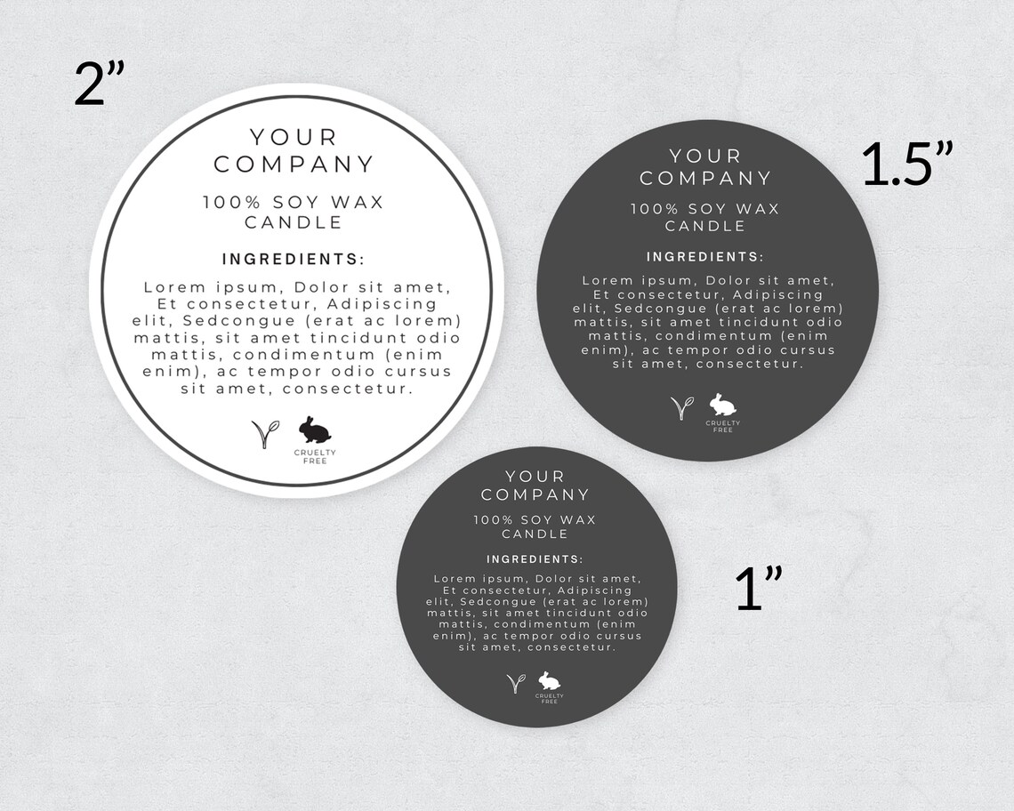 Circular Labels / Editable Information Labels / Labels for | Etsy