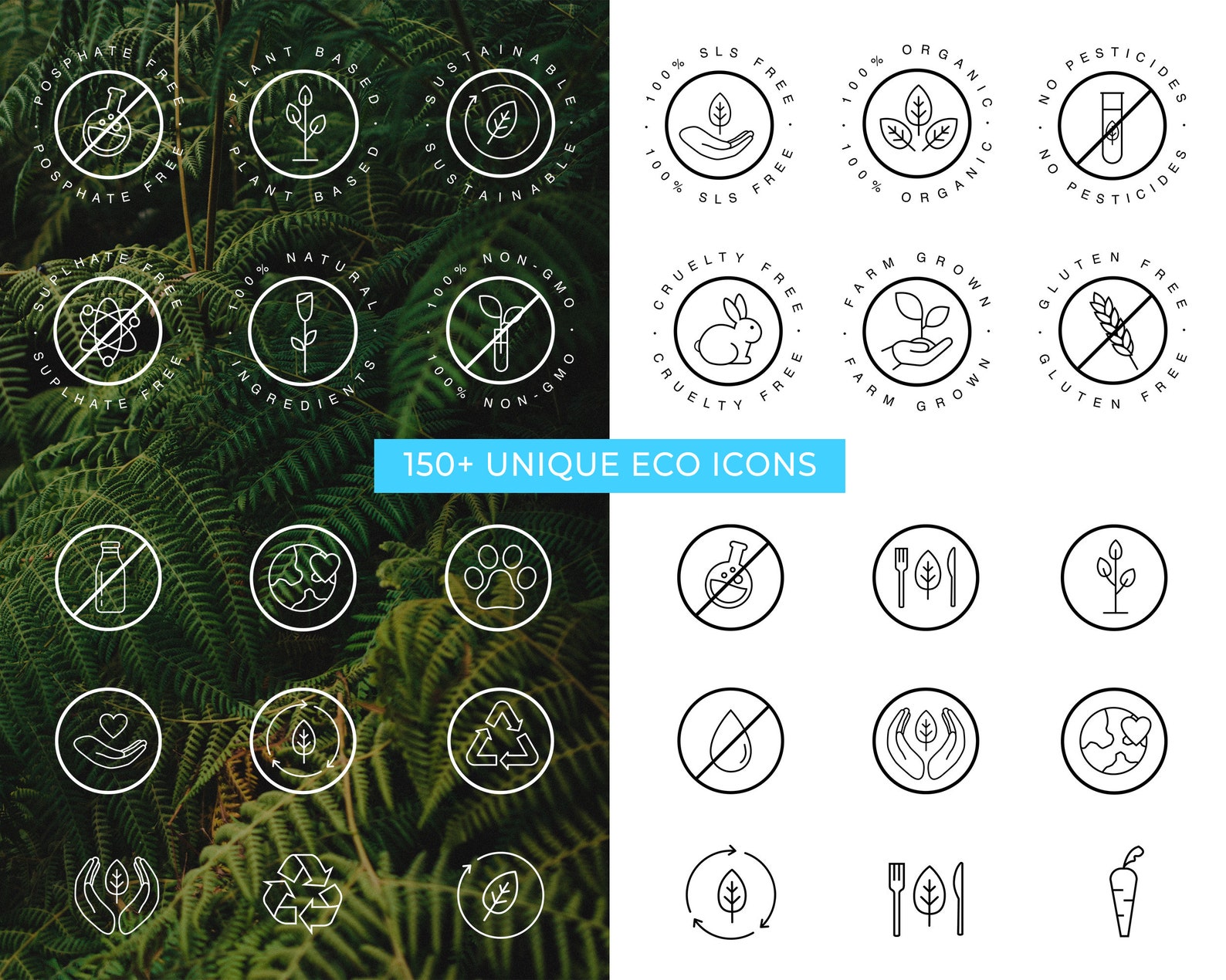 Eco Friendly Icons / Eco Icons / Organic Logo / Eco Badges / Website ...