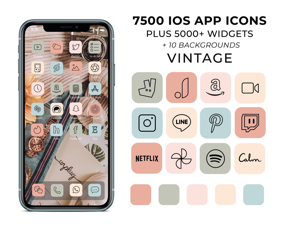 Ios 14 App Icons / 7500 Pastel Aesthetic Icons Ios14 / Vintage - Etsy