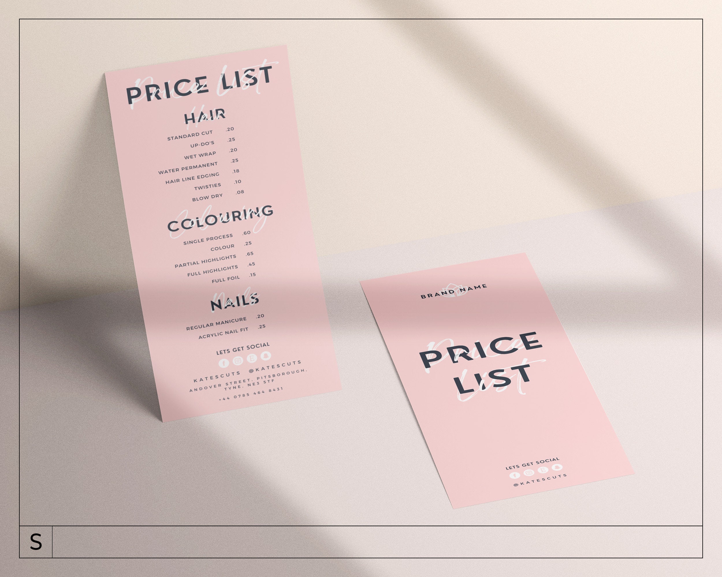 Pink DL Price List Template / Editable 4x9 Price List Double Sided ...