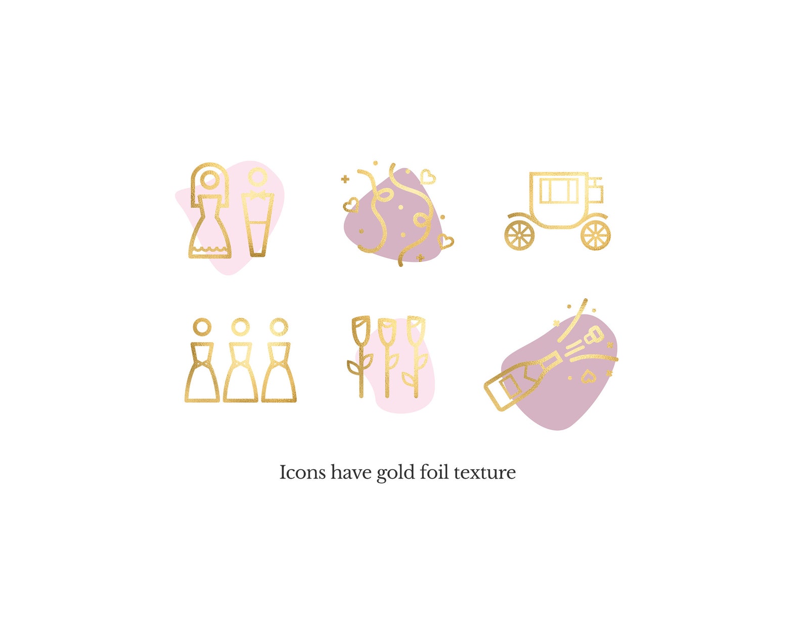 150 Gold Wedding Icons // Gold & Pink Icons // Gold Foil Icons - Etsy