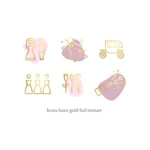 150 Gold Wedding Icons // Gold & Pink Icons // Gold Foil Icons ...