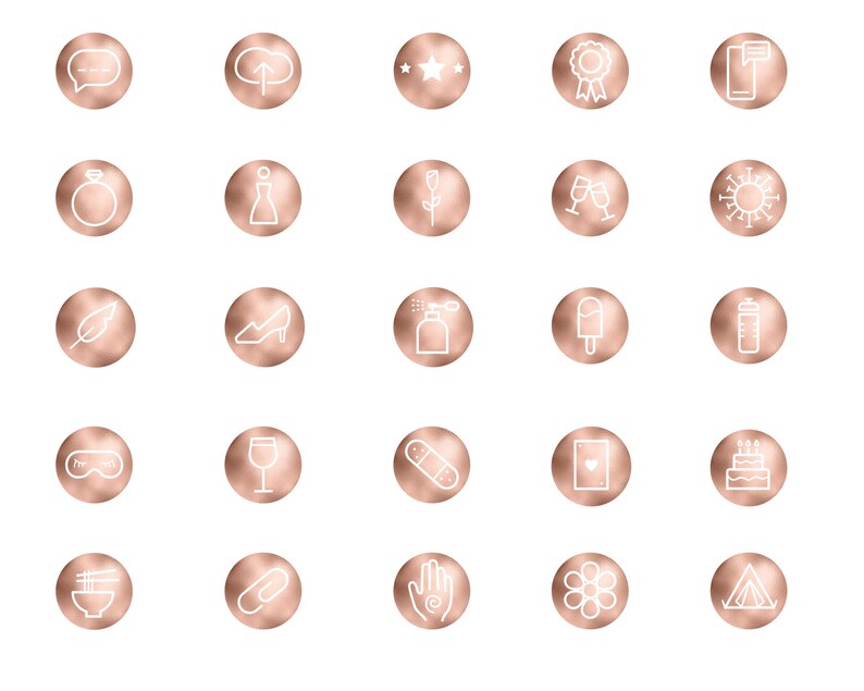 800 Rose Gold Icons // Rose Gold Foil // Website Icons // Rose | Etsy