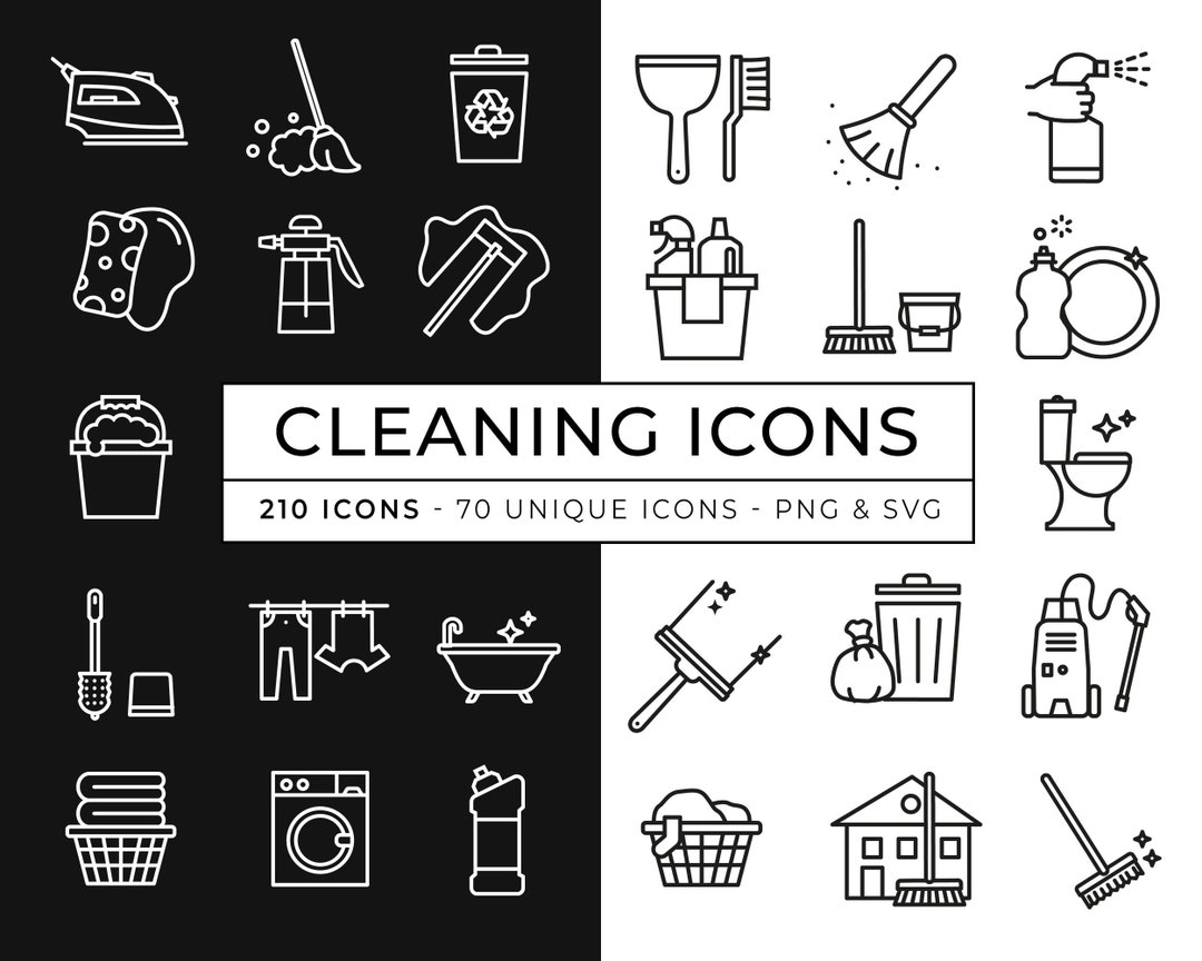 70 Cleaning Icons / House Chores Icons / Housework Vector Icons ...