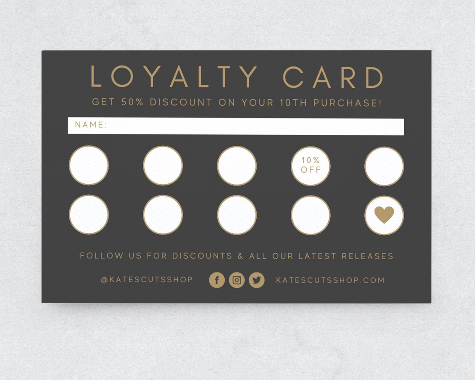 Minimalist Gold Loyalty Card Template / Editable Rewards Card - Etsy
