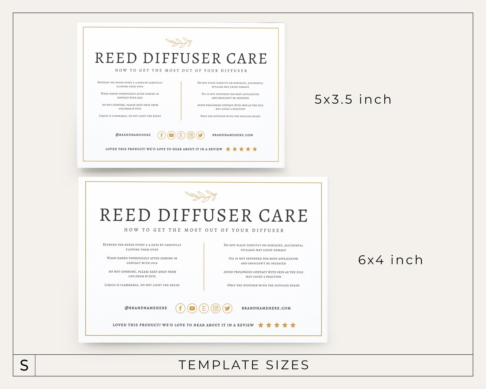 Elegant Reed Diffuser Care Card Template / Editable Diffuser ...