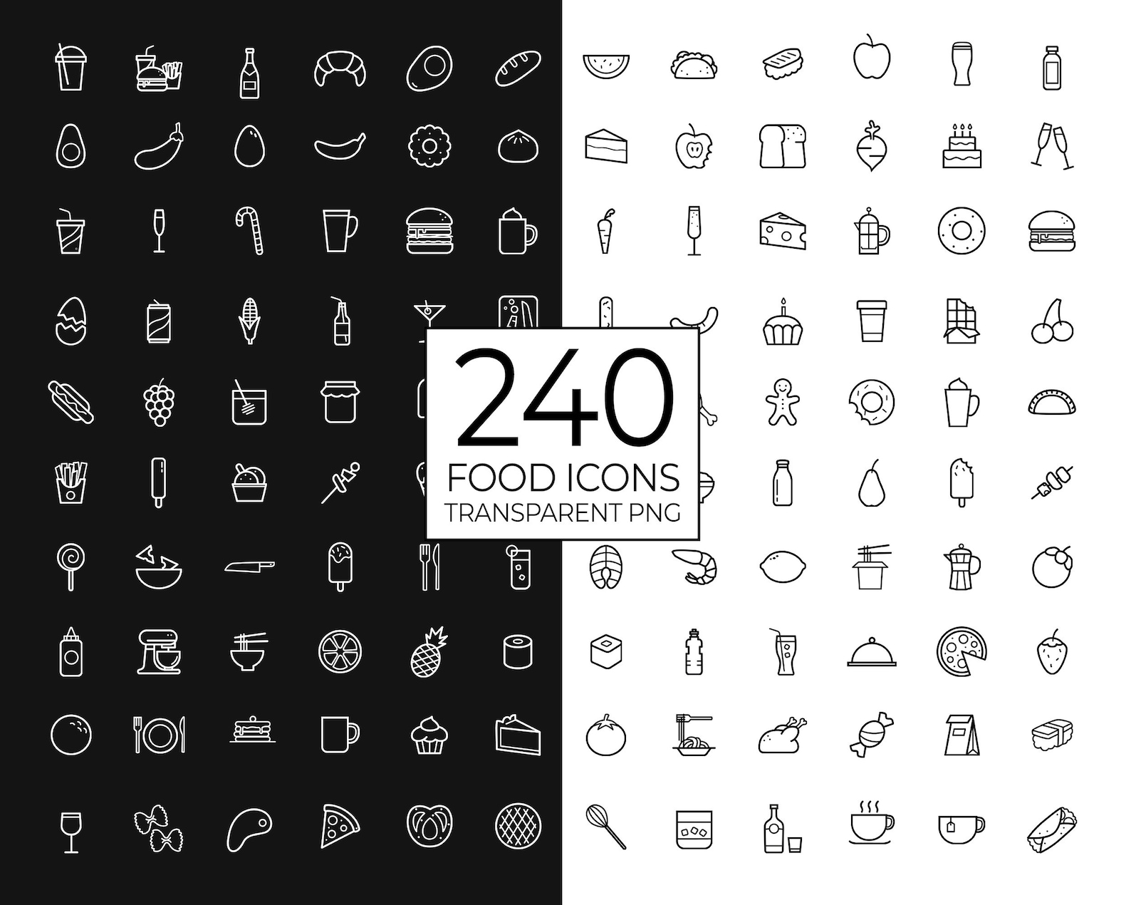 240 Food Icons / Food Clip Art / Food Blogger / Recipe Icons / Food ...