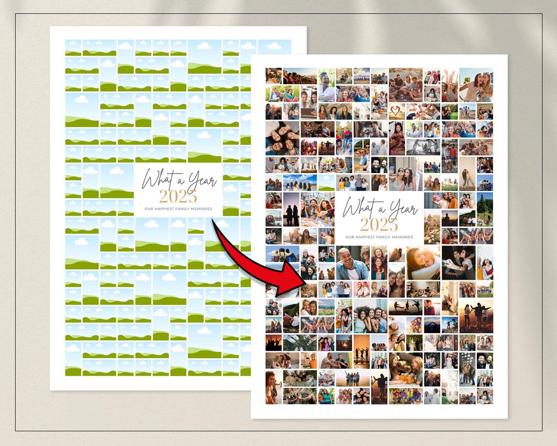 Year in Review Photo Collage Template / Editable Canva Photo Grid / New ...