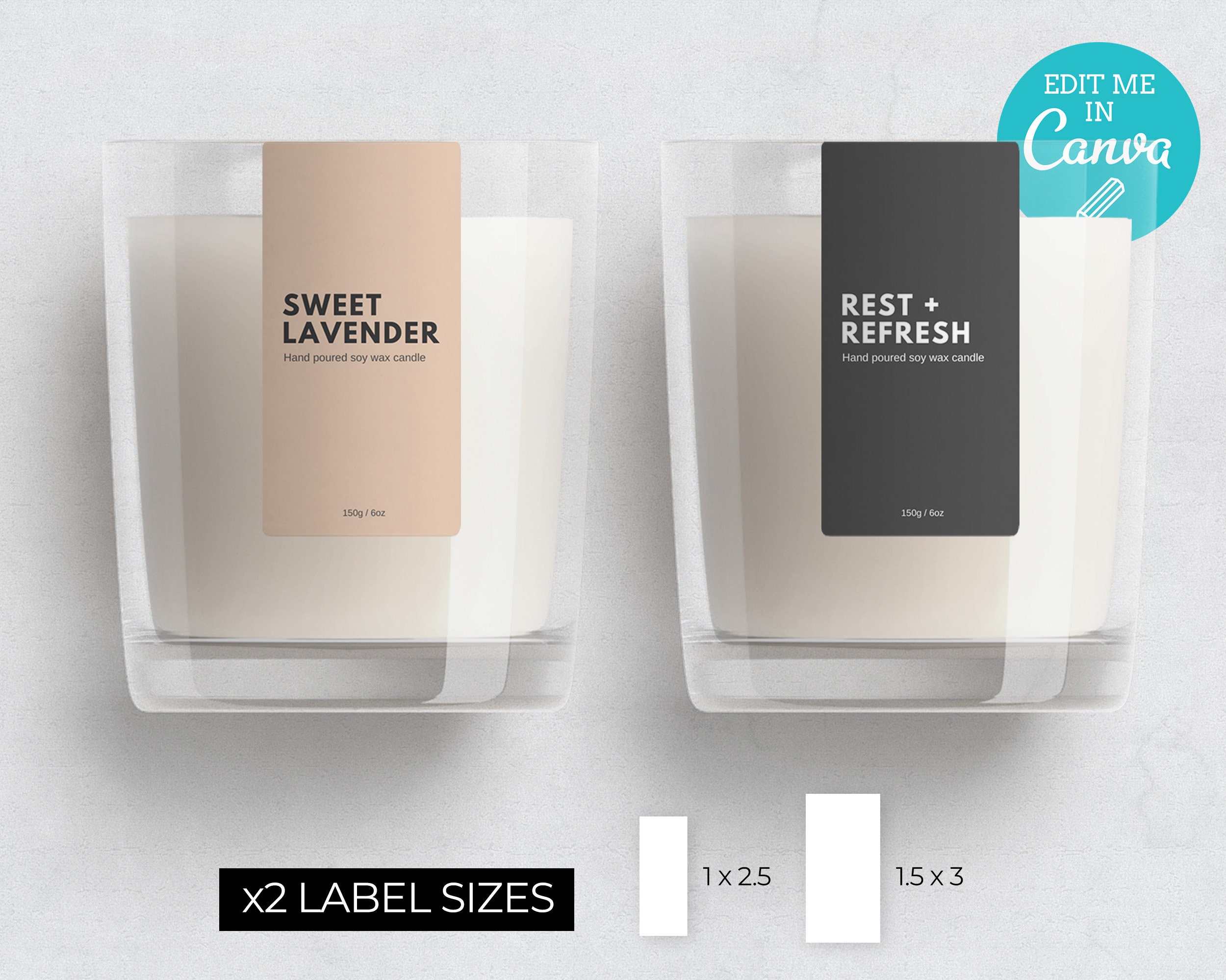 Big & Bold Thin Candle Label Template / Editable Candle Labels | Etsy