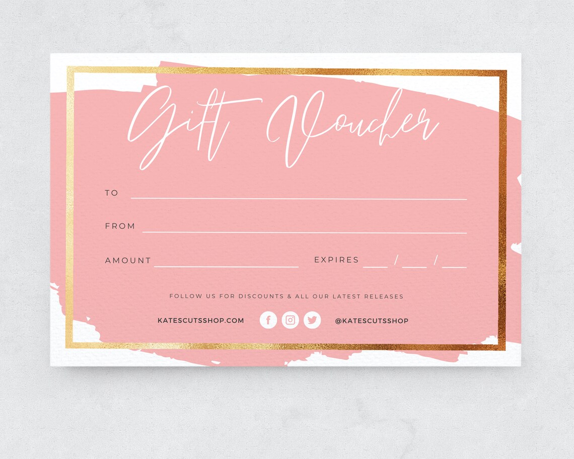 Gold Gift Card Template / Minimalist Editable Gift Voucher | Etsy
