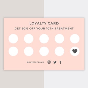 Loyalty Card Template / Modern Pink Rewards Card / Printable Loyalty ...