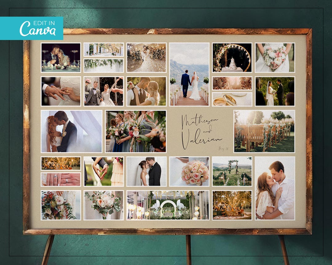 Editable Wedding Collage Template / Horizontal Photo Collage Template ...