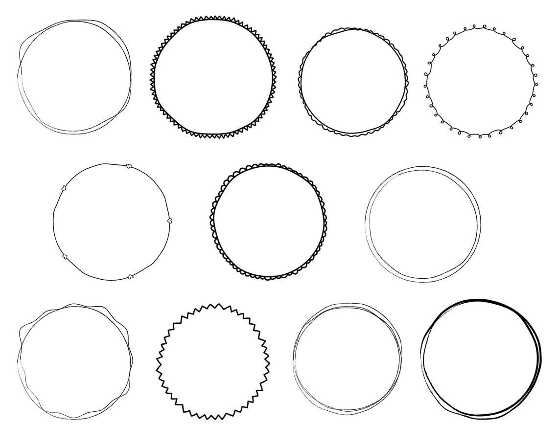 40 Doodle Borders Circles // Hand Drawn Wreaths // Doodle Wreaths ...