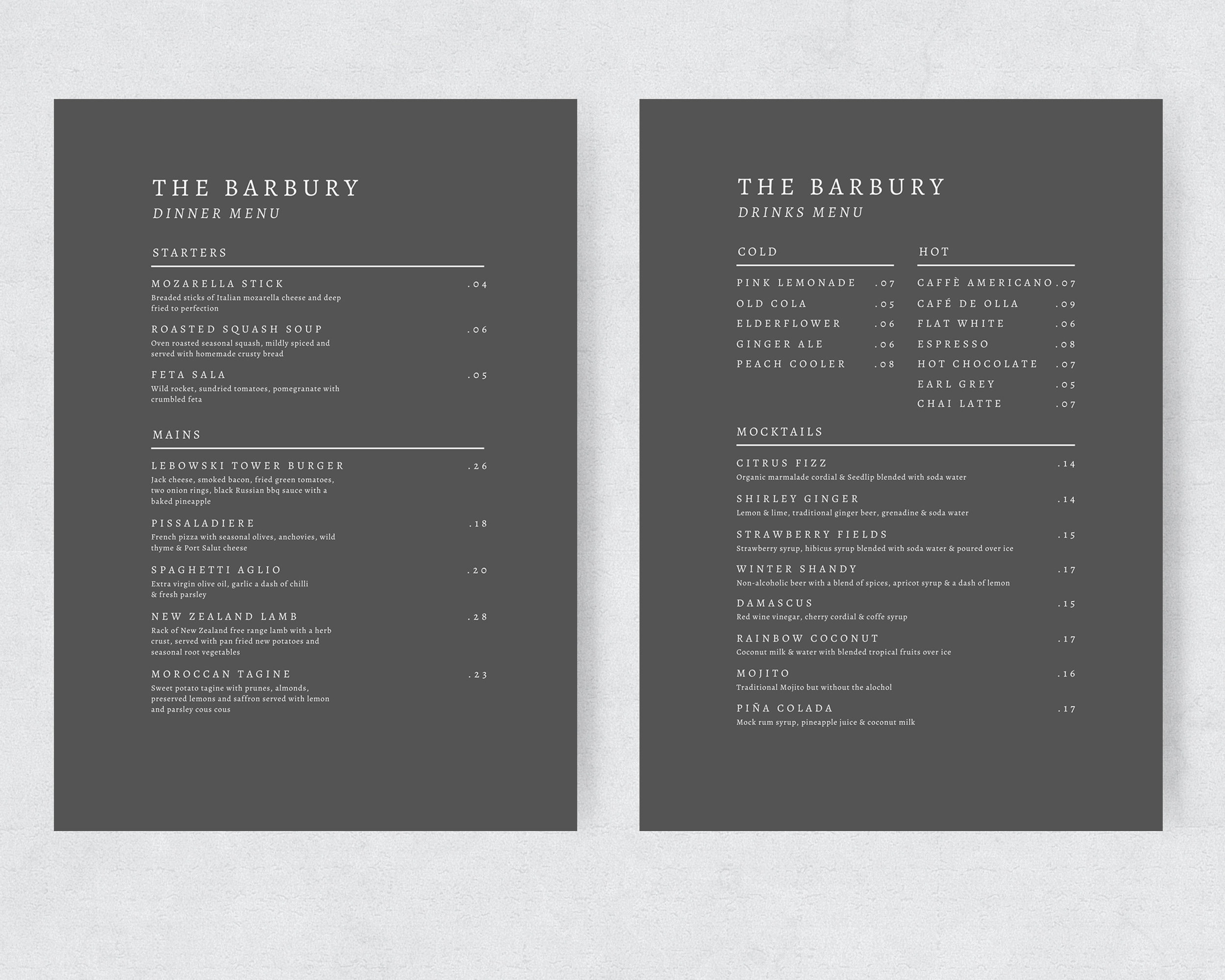 Editable Modern Menu Template / Minimalist Mono Restaurant - Etsy