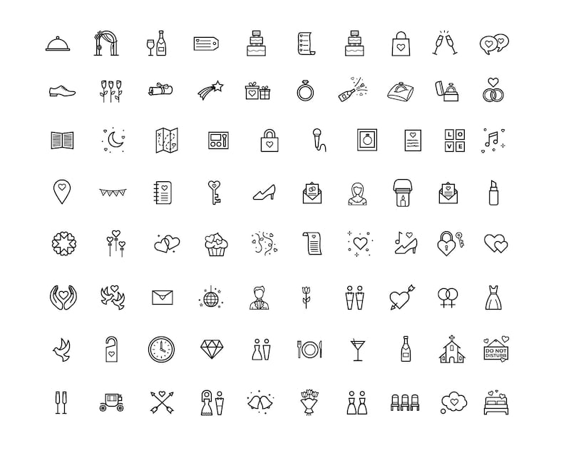 Wedding Icons / Marriage Icon Pack / Wedding Elements Clipart - Etsy
