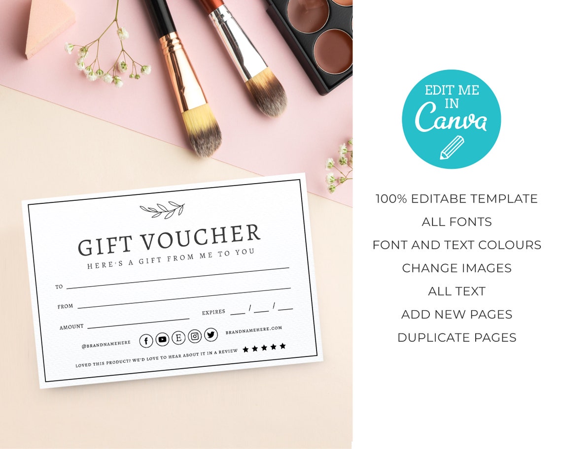 Elegant Gift Card Template / Editable Gift Voucher Template / - Etsy