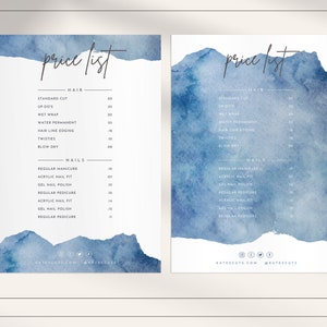 Price List Template / Watercolour Price List / Modern Price List ...
