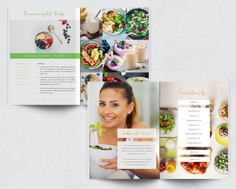 Modern Recipe E-book Template / Editable Keto Recipe Magazine Template ...